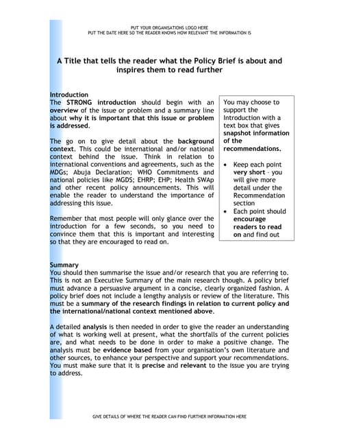 Writing policy briefs | PDF | Political Issues & policy | Politics