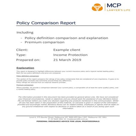 Insurance policy comparison report | PDF
