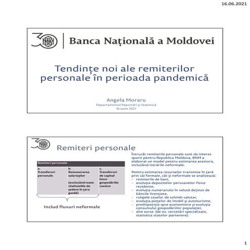Angela Moraru - Tendințe noi ale remiterilor personale în perioada ...