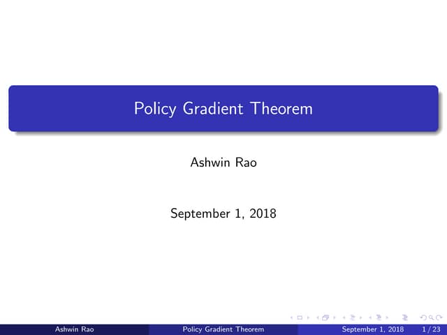 Policy Gradient Theorem Ppt
