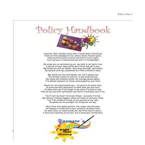 Policy handbook preschool | DOC