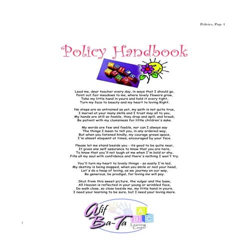 Policy handbook preschool | DOC