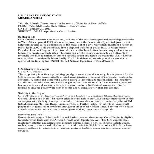 Policy memo writing sample