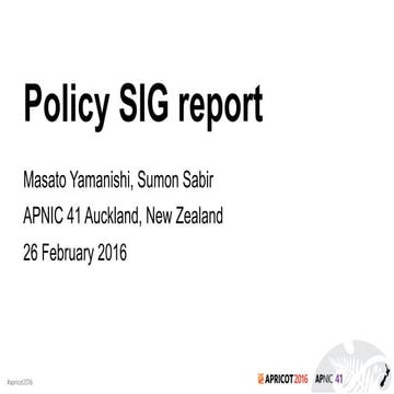 Policy SIG Report | PPT