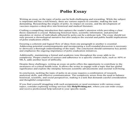 Polio Essay. Frederick S. Pardee RAND Graduate School | PDF