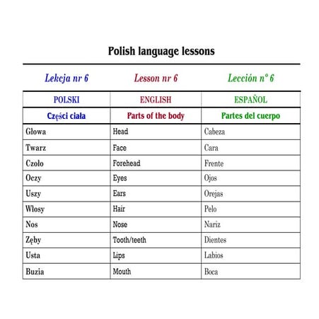 Polish language lessons lekcja 6b | PDF
