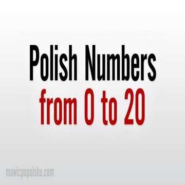 Polish numbers from 0 to 20 | PPTX