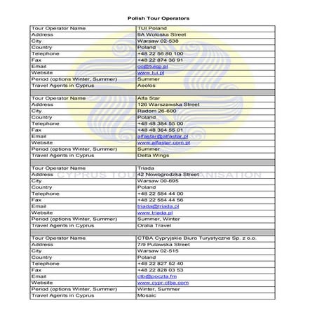 Polish Tour Operators | PDF