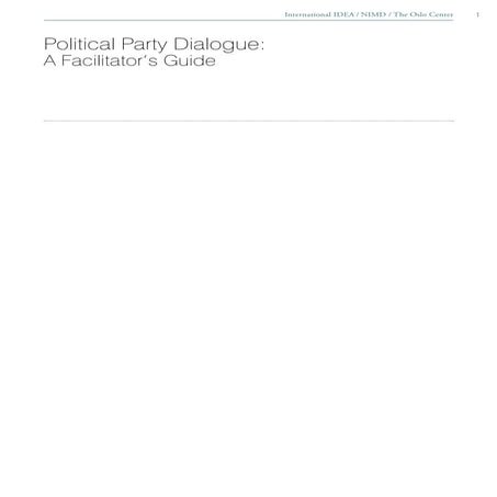Political Party Dialogue: A Facilitator’s Guide | PDF