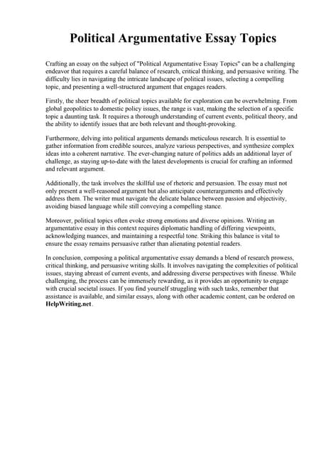 Political Issue Essay Topics | PDF