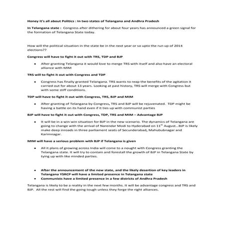 Political battle in the two new states of Telangana and Andhra Pradesh ...