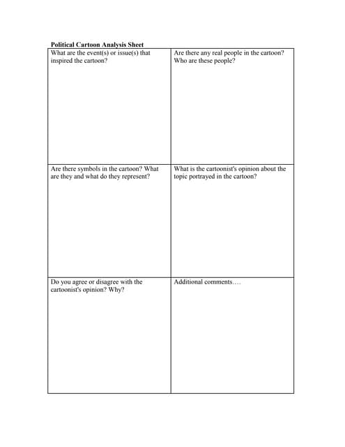 Cartoon Analysis Worksheet | PDF