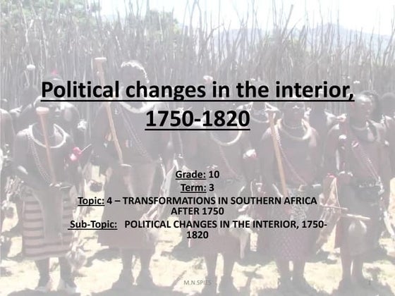 TRANSFORMATIONS IN SOUTHERN AFRICA AFTER 1750:Political revolution in ...