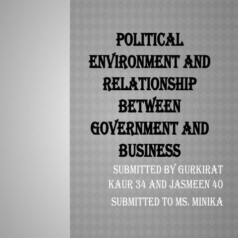 Political environment and relationship between government and business ...