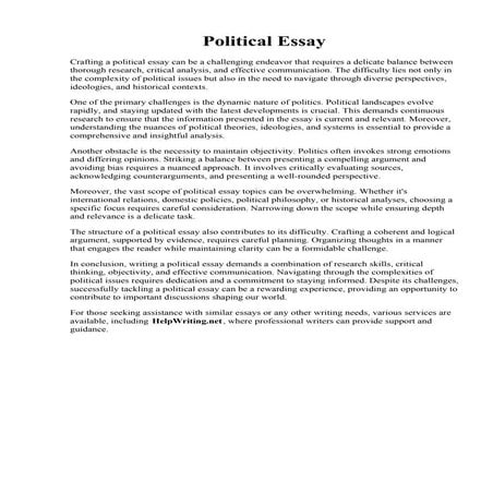 Political Essay. My First Political View Free Essay Example | PDF