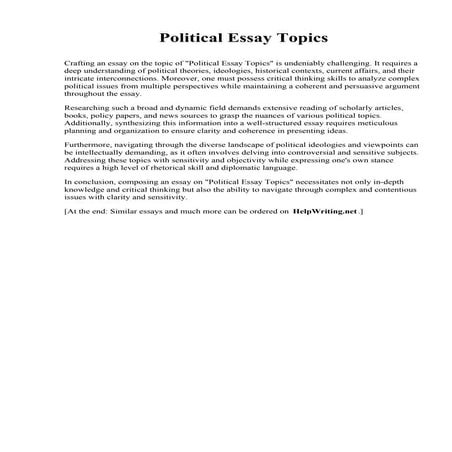 Political Essay Topics.pdf | Homework and Study | Education