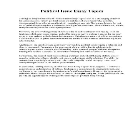 Political Issue Essay Topics | PDF