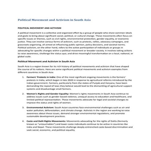 Political Movement and Activism in South Asia.docx