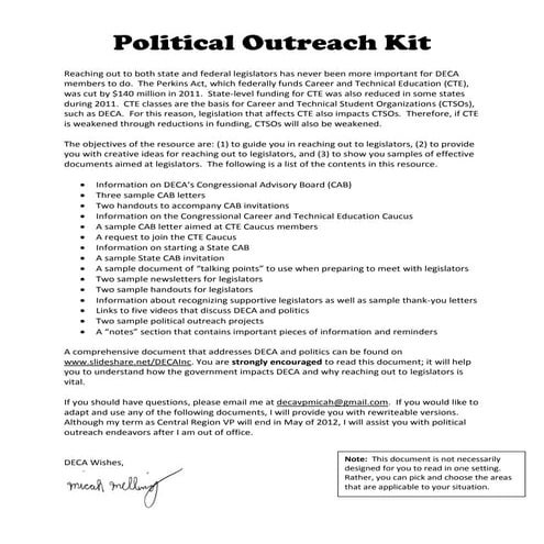 Political Outreach Kit | PDF
