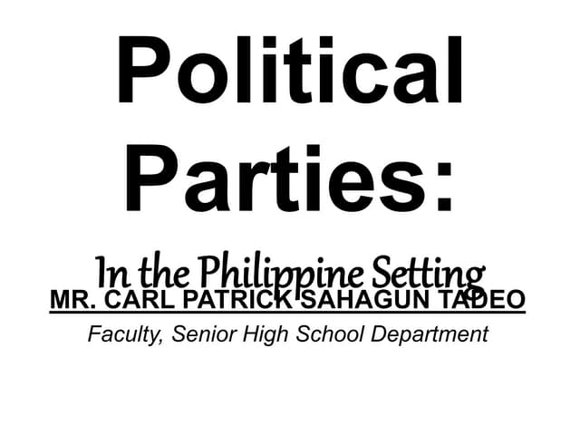 On Philippine Elections and Political Parties | PPT
