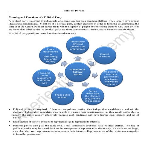 Political Parties, NCERT, CBSE Class X Notes | PDF