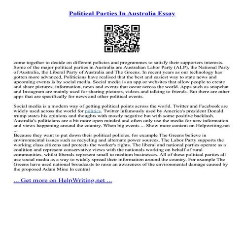 Political Parties In Australia Essay | PDF