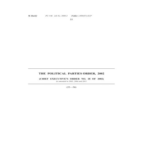 Political Parties Order 2002 (Amended 2002, 2004, 2011) | PDF
