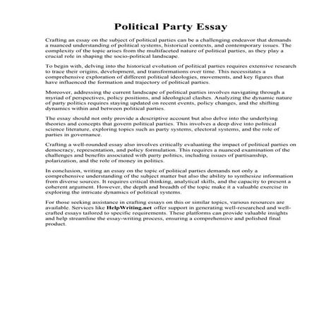 Political Party Essay | PDF