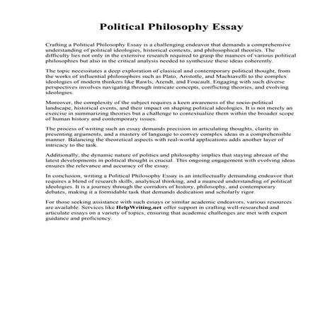 Political Philosophy Essay. University of Arkansas at Pine Bluff | PDF