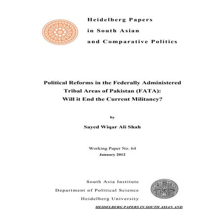 Political Reforms in FATA: Will it End Militancy? (Sayed Wiqar Shah ...