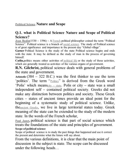 meaning and scope of political science (1) | PDF