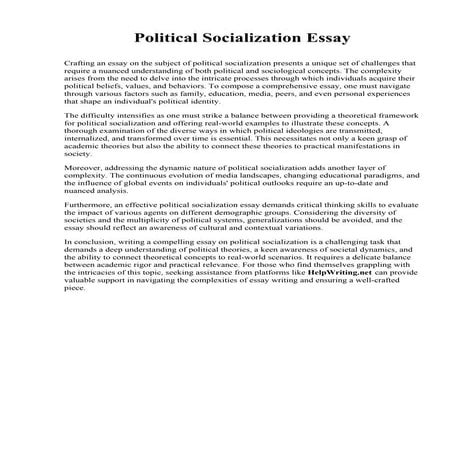Political Socialization Essay. Louisiana State University | PDF