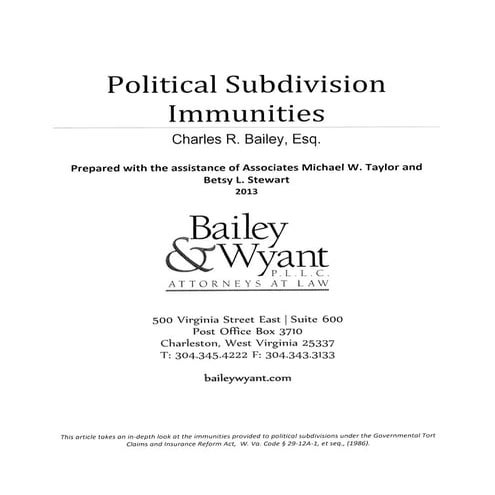 Political Subdivision Immunities Handout | PDF | Law