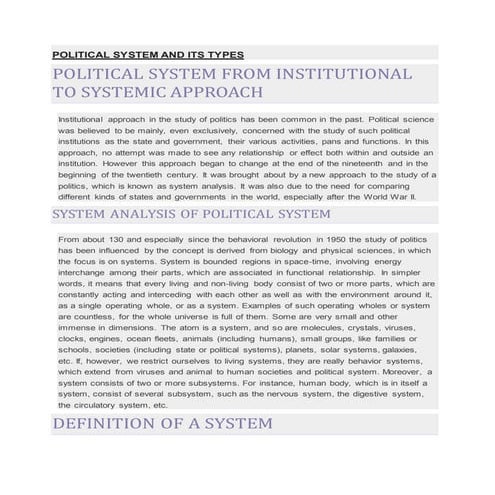 Political system and its approach | PDF | Free Download