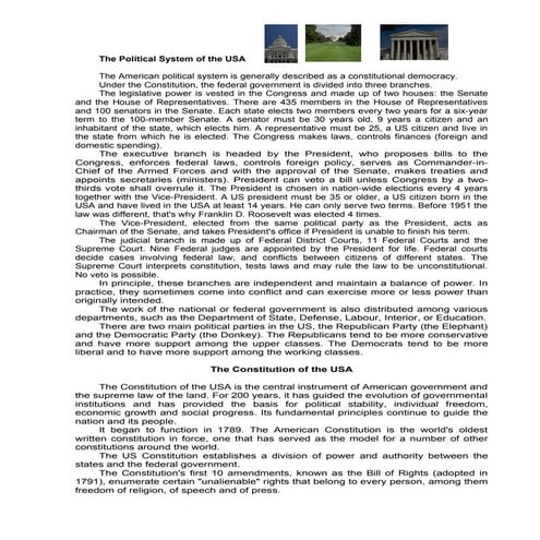 Political System of the USA | DOC