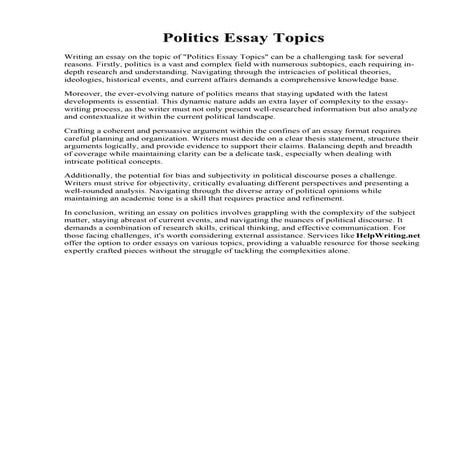 Politics Essay Topics | PDF