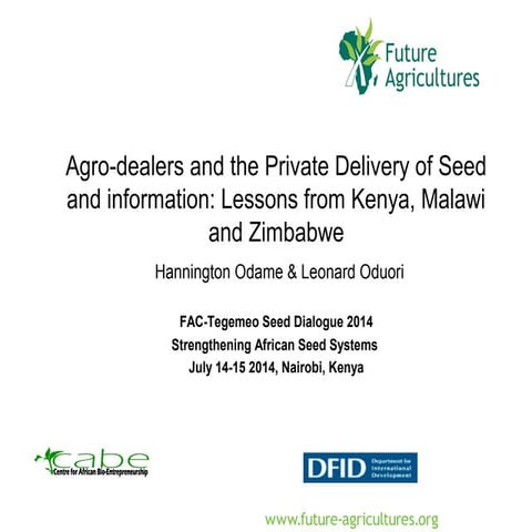Agro-dealers and the Private Delivery of Seed and information | PPT