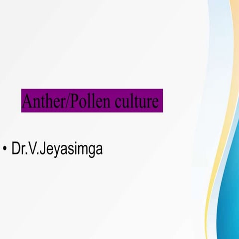 Anther and pollen culture | PPTX