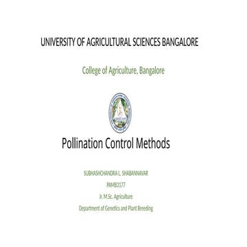Pollination Control Method : Self in compatibility and Male sterility ...