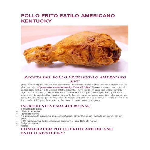 Pollo frito estilo americano | DOCX