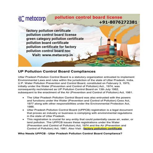 pollution control board license | Metacorp | PDF
