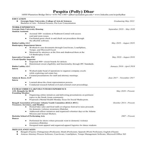 Polly Dhar - Resume | PDF