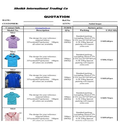 Polo t- shirt quotation | PDF