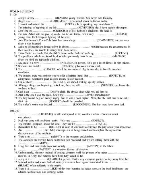 word formation C1 key | PDF