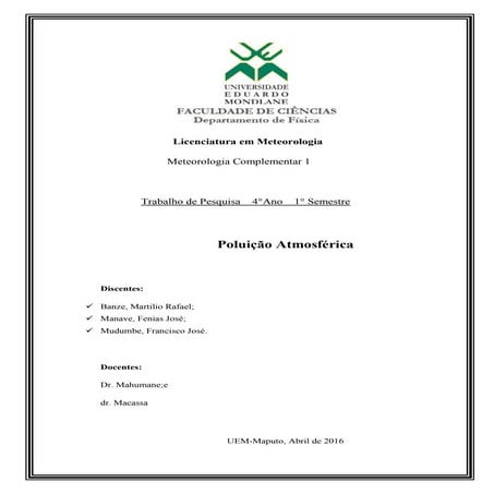 Poluicao banze,manve&mudumbe original | PDF