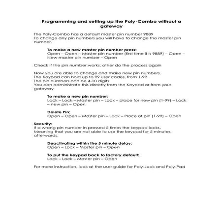 Combo Poly Control Kit Lock and Wired Pad | PDF | Technology & Computing