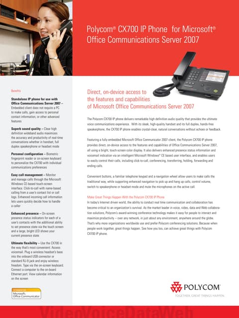 Polycom communicator c100 s data sheet | PDF