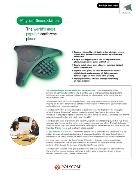 Polycom soundpoint pro data sheet | PDF
