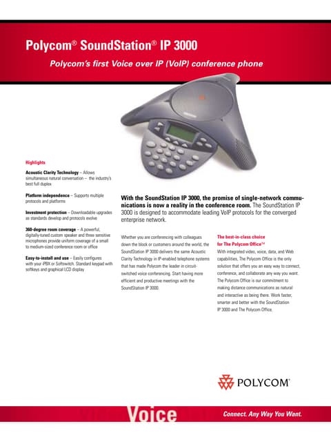 Polycom sound station ip3000 data sheet | PDF Polycom sound station ip3000 data sheet | PDF