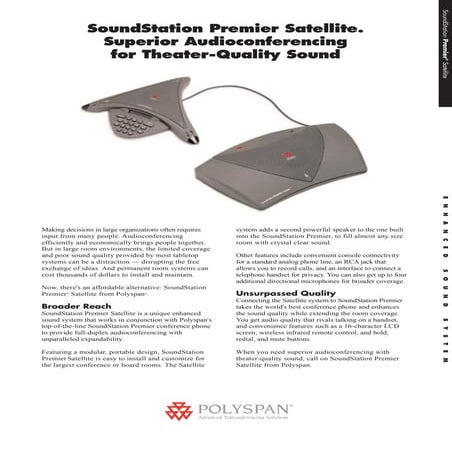 Polycom soundstation premier satellite data sheet | PDF